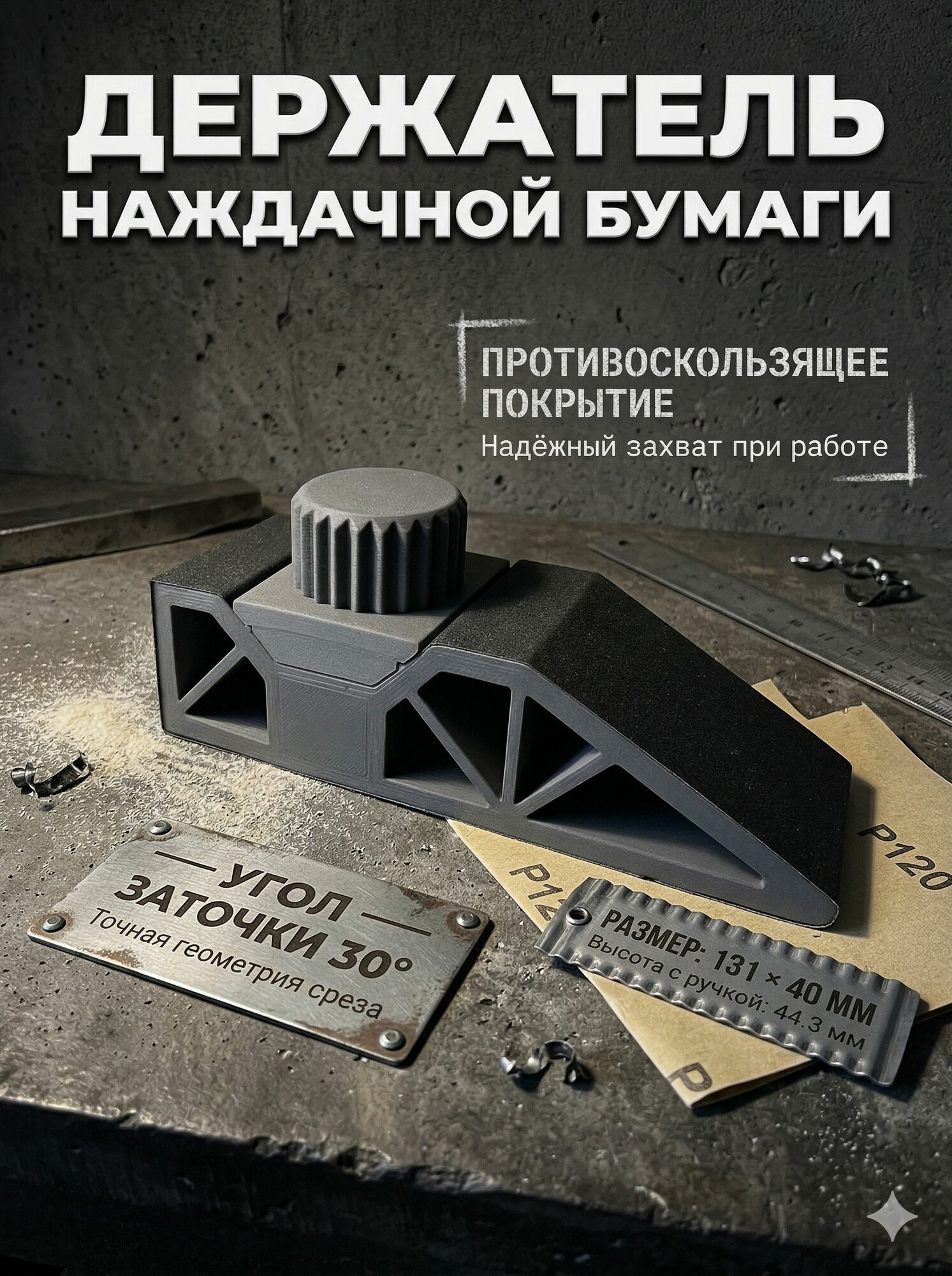 Держатель для наждачной и шлифовальной бумаги 280 мм 30 г, универсальный авто держатель шкурки