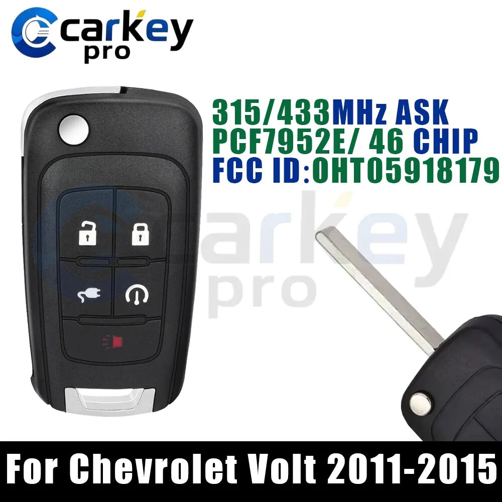 Carkeypro 4 + 1 кнопки 315/433 МГц OHT05918179 откидной ключ без ключа для Chevrolet Volt 315MHz