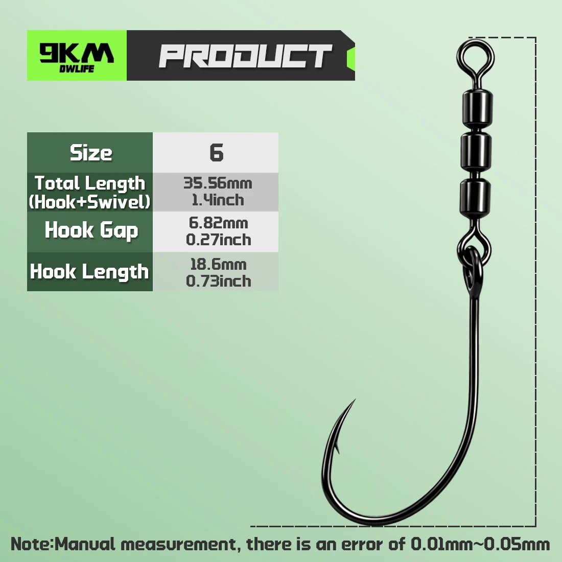 Рыболовные крючки 9KM с 3 роликовыми вертлюгами Size 6