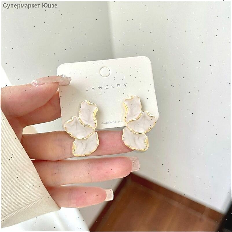 Серьги пусеты, эмаль, искусственный камень