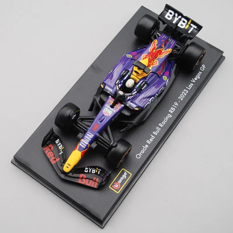 Bburago 1:43 Формула 1 Модель Red Bull RB19 Max Verstappen Версия Для Лас-Вегаса С Акриловой Прозрачной Крышкой + Пластиковая Основа