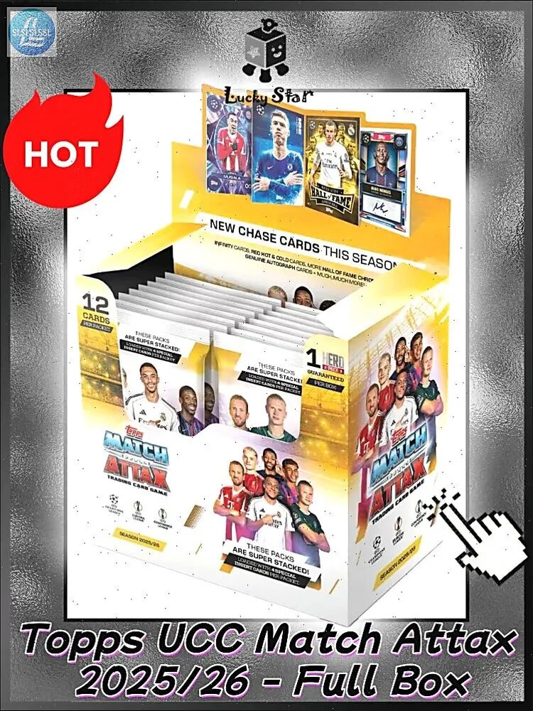 Карточка, Topps Match Attax 2025/26 - Full Box - содержит 32 упаковки (384 карточек)