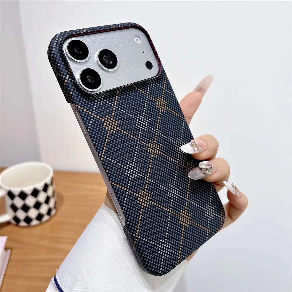 Чехол-кошелек Из Углеродного Волокна И Кевлара Для iPhone: iPhone 13 Pro Max, Черный, Grid