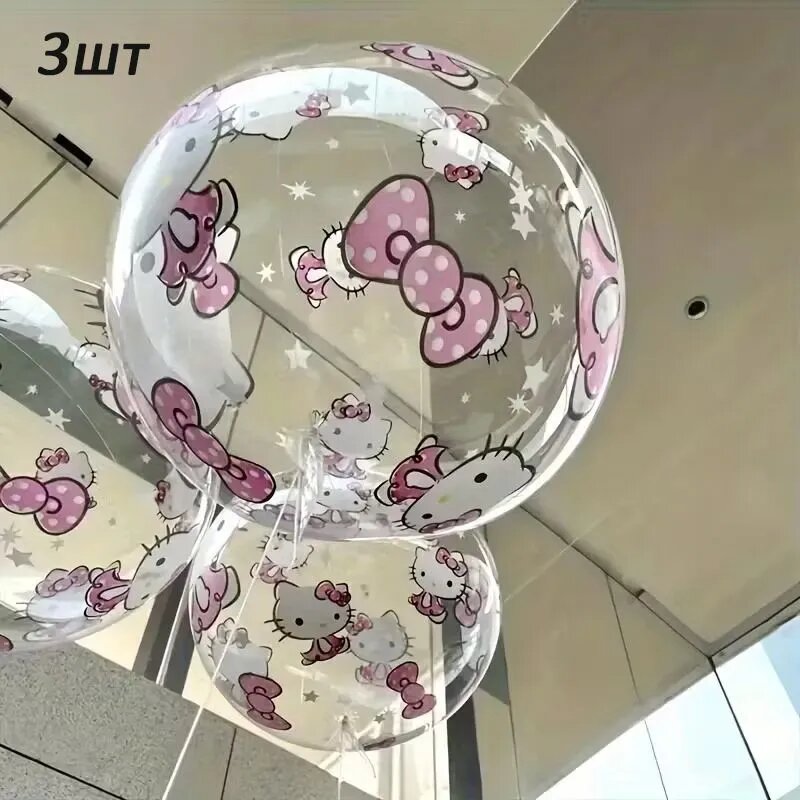 Прозрачные воздушные шары Hello Kitty диаметром 24 дюйма. Подходят для дней рождения, выпускных, 3 шт.