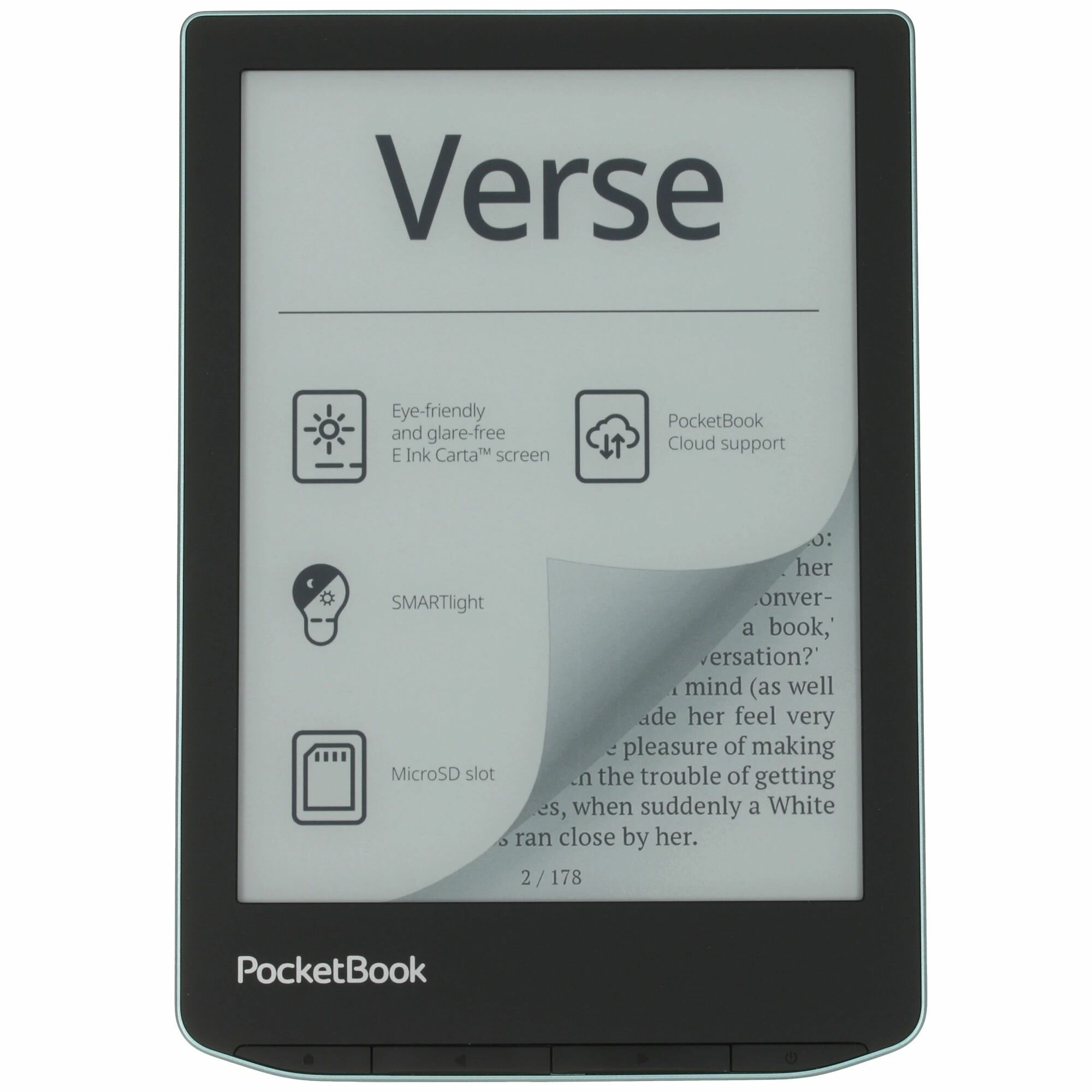 6" Электронная книга PocketBook 629 Verse (PB629-2-WW) голубой - E-Ink Carta, сенсор, подсветка, Wi-Fi, 1500 мА*ч