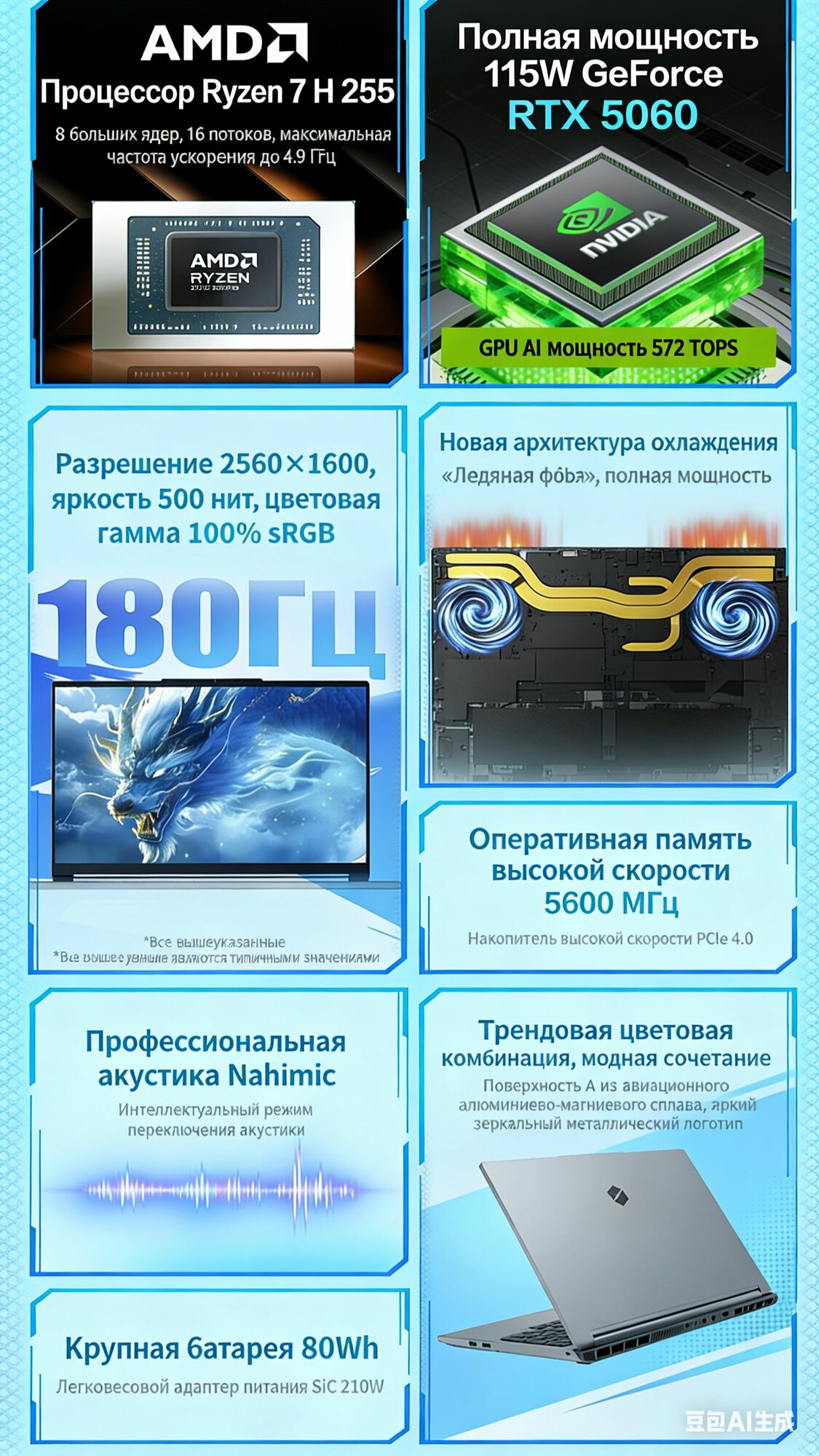 Игровой ноутбук MECHREVO JiaoLong 16Pro, R7-H255, RTX5060, 16ГБ/1ТБ, Русская раскладка — фото 1