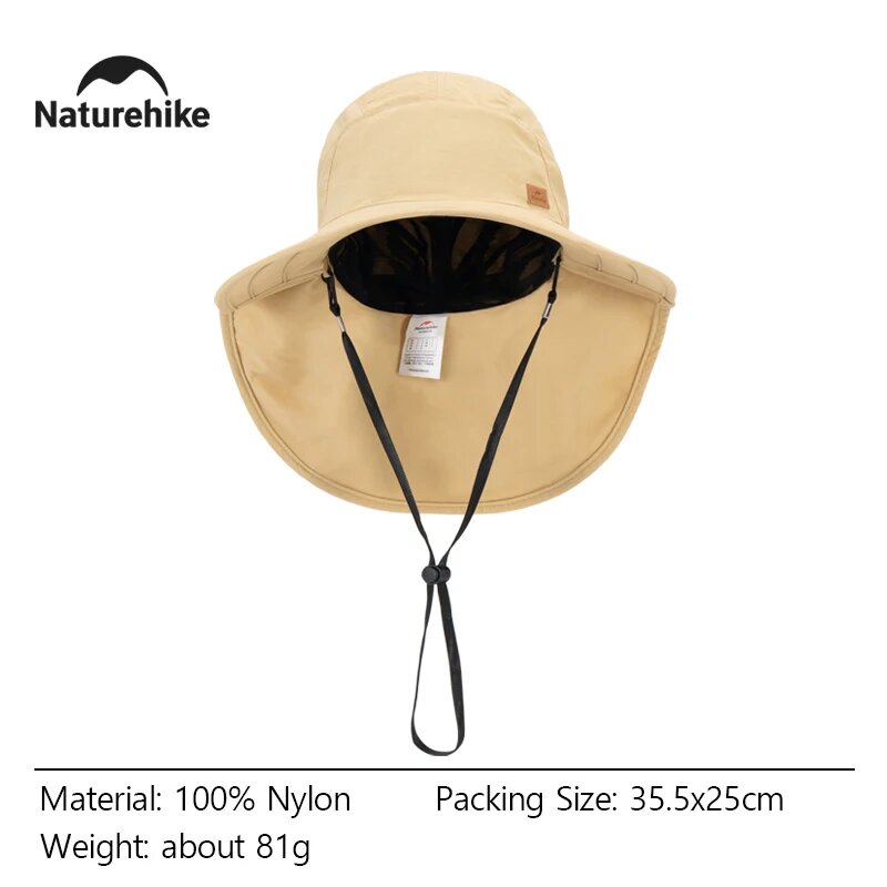 Складная рыбацкая шляпа Naturehike черная Коричневый, khaki