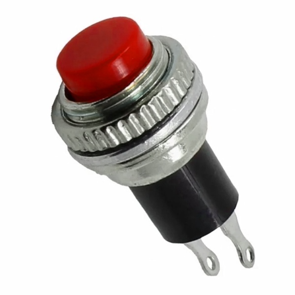 Набор Выключатель-кнопка Rexant Mini OFF-ON d10.2, металл, красная 220В 2А (2с) (RWD-213) {36-3331} (2 шт)