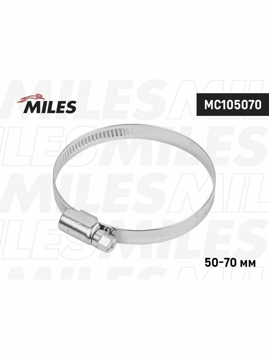 Хомут 50-70/9 мм, червячный, MILES MC105070