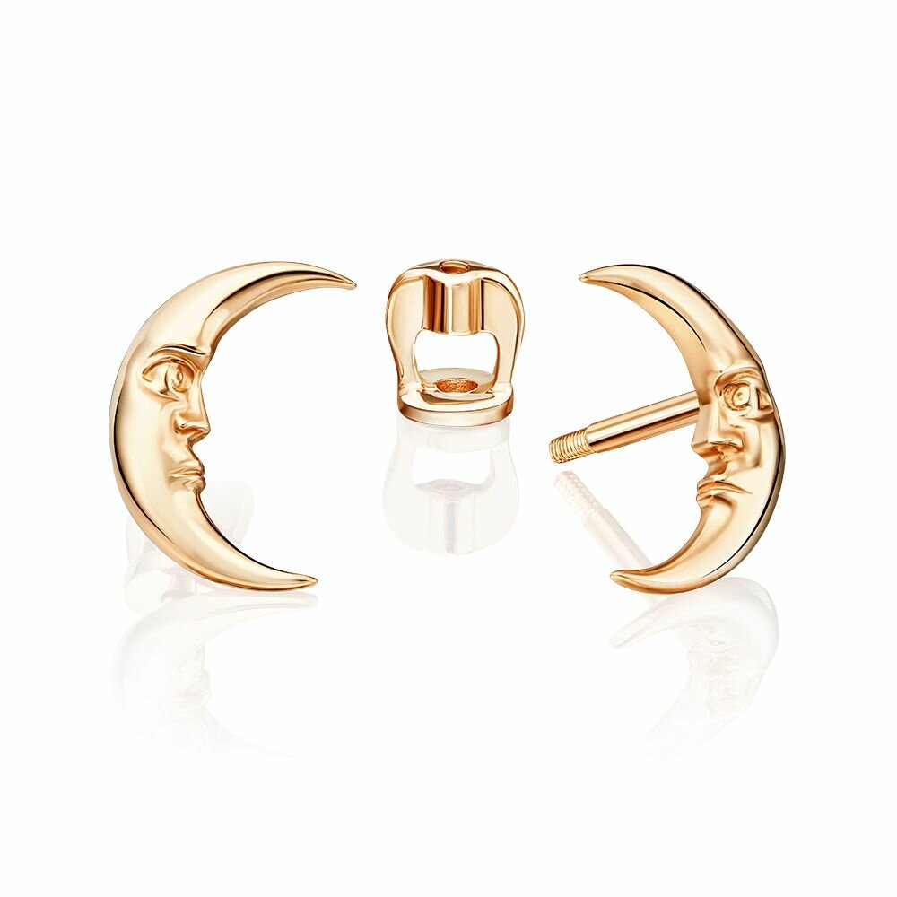 Серьги пусеты PLATINA, красное золото, 585 проба