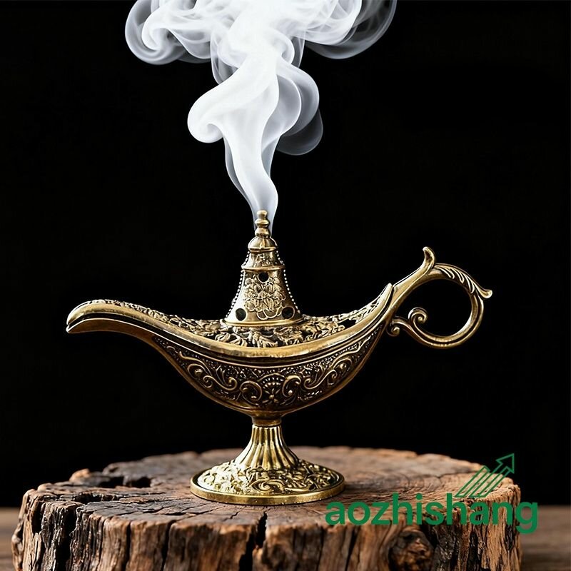 Курильница лампа Аладдина Аромалампа для дома и офиса, металла,9x3.2x6 см
