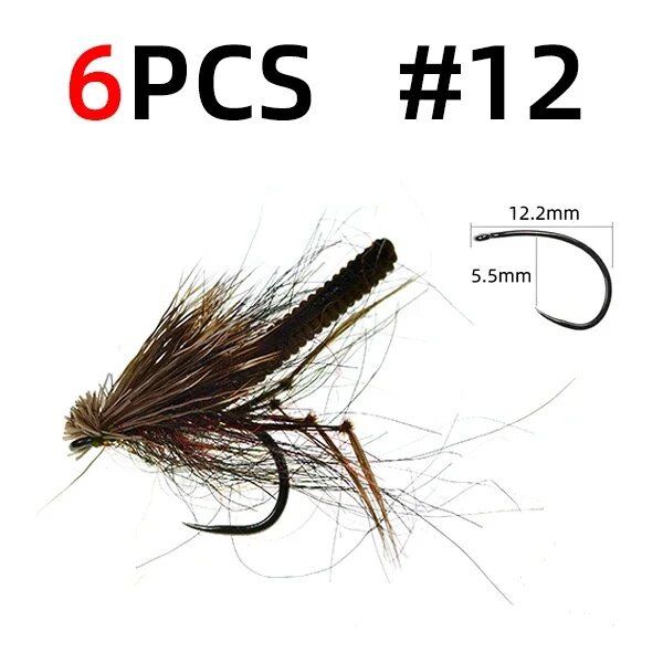 Wifreo Мушки для нахлыстовой рыбалки 6шт. #12 #14 #16 6cs size 12