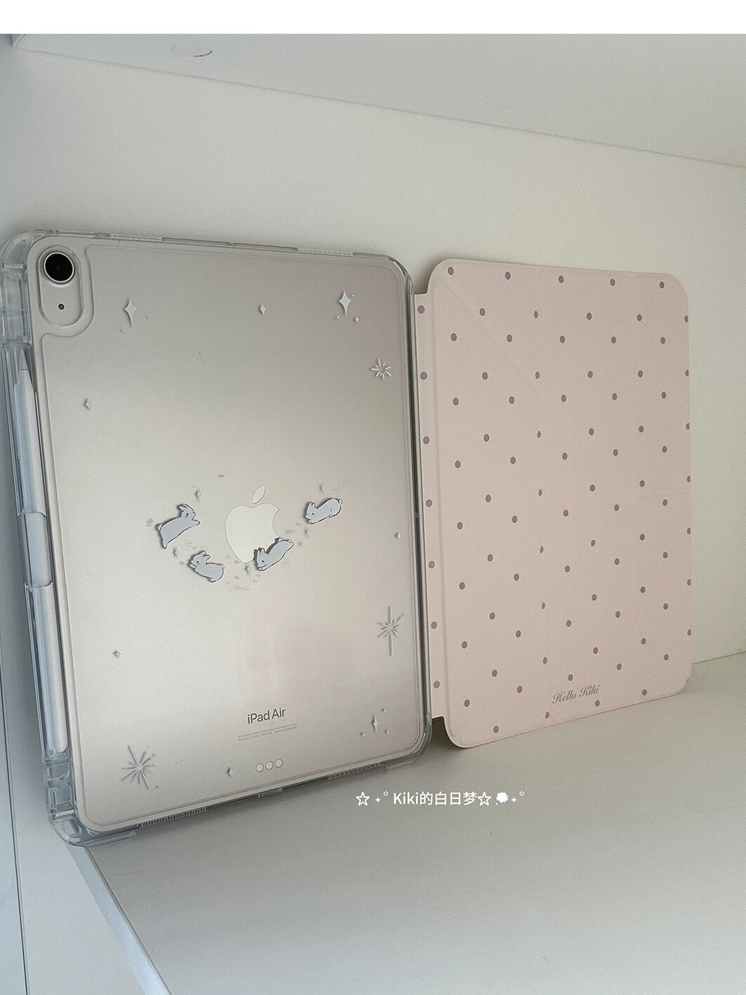 Чехол для iPad с рисунком, розовый, в горошек