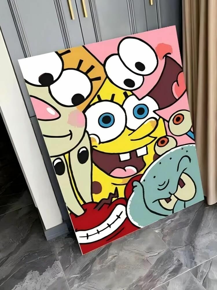 Картина по номерам 30x40cm цифровая живопись маслом "Губка Боб Квадратные Штаны" безрамная конструкция