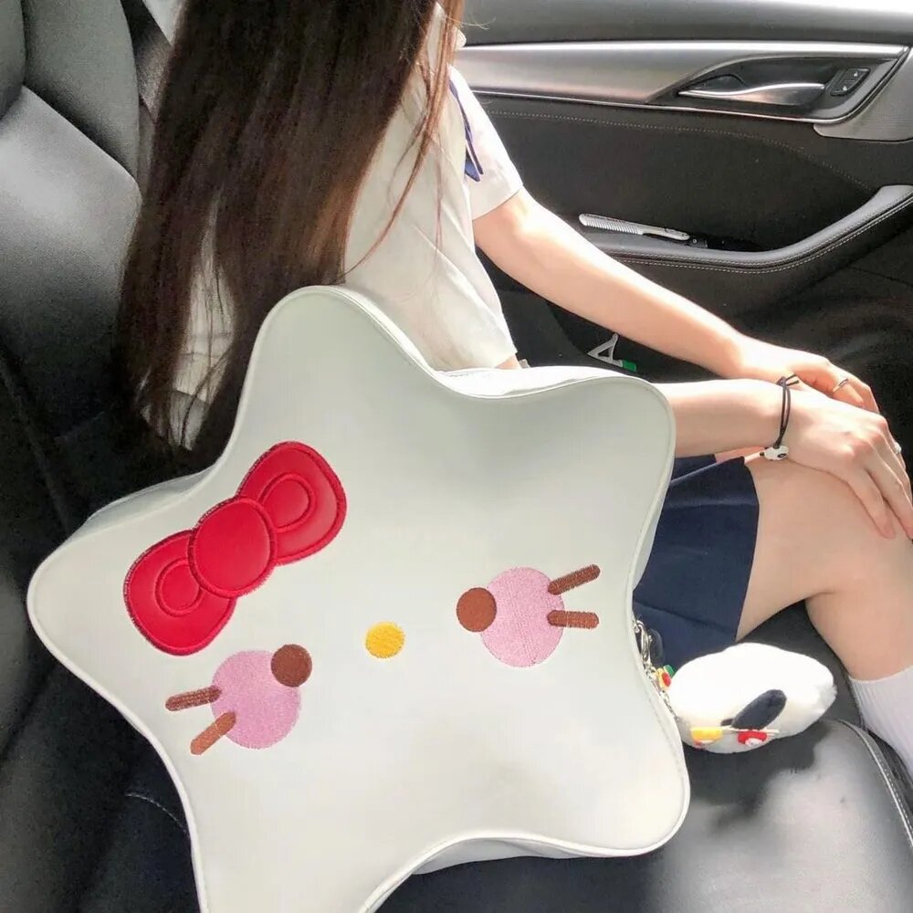 Женский рюкзак Hello Kitty белый, размер маленький (до 20 л), экокожа, 33x27x13 см, детский/взрослый — фото 1