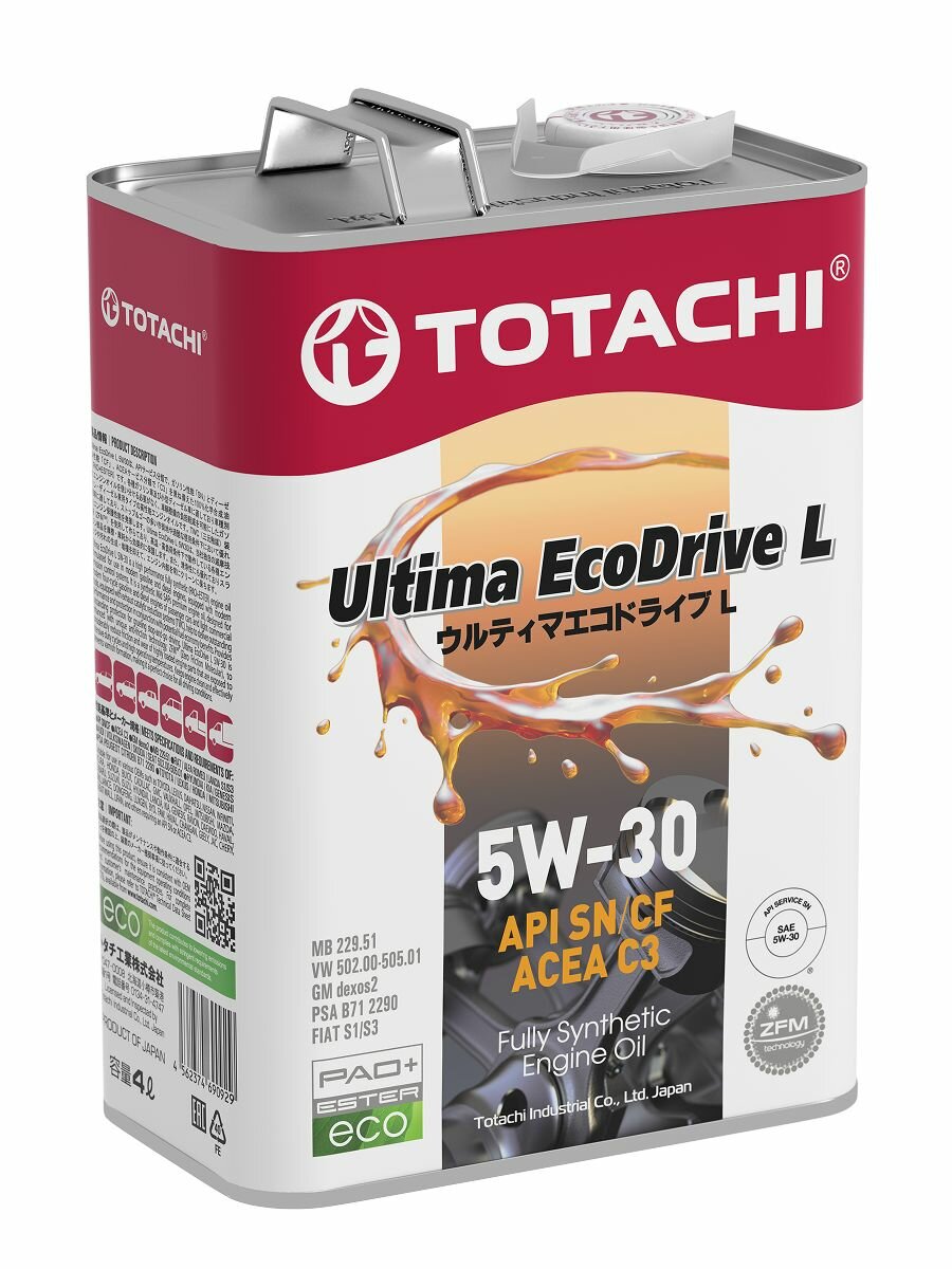 TOTACHI Ultima EcoDrive L 5W-30 Масло моторное, Синтетическое, 4 л синтетика 5W-30 4 литра