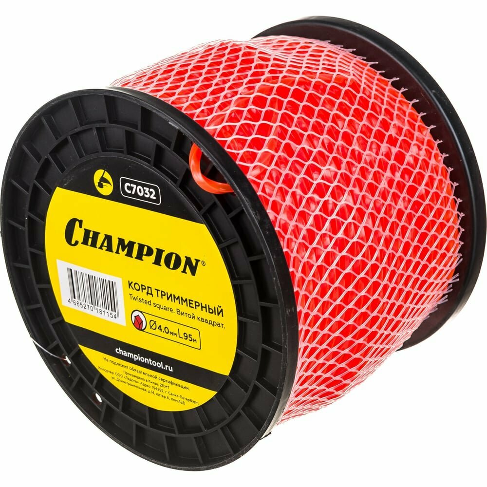 Корд триммерный Twisted Square, нож для отреза (4.0 мм, 95 м) CHAMPION C7032