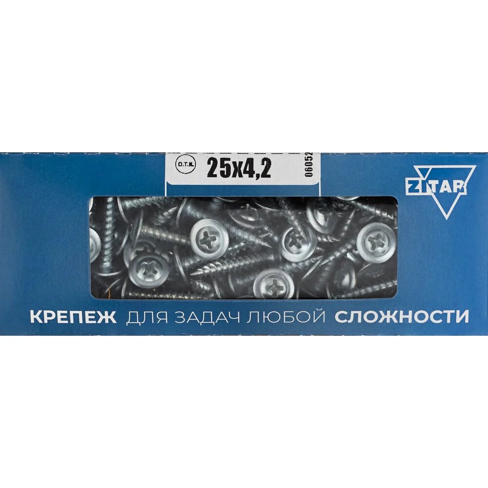 Саморез ШСММ Zitar 4,2x25 200 шт коробка с окном 102141 — фото 1