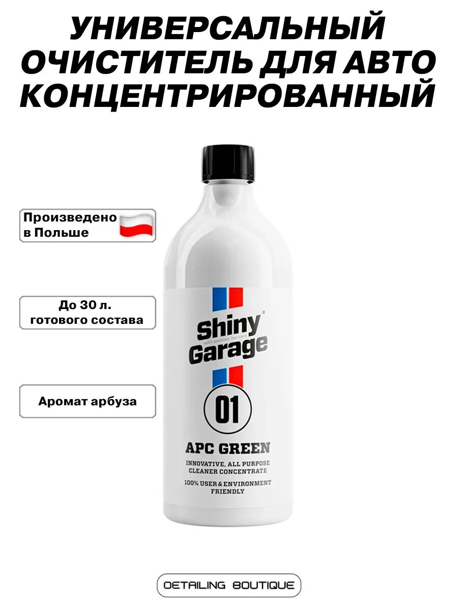Универсальный очиститель для авто концентрированный биоразлагаемый Shiny Garage APC Green 1л