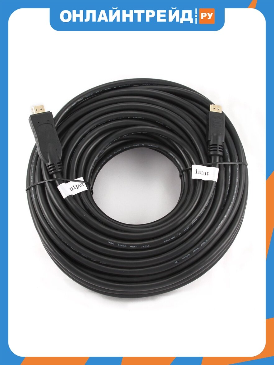Кабель HDMI Cablexpert , 30м, v1.4, 19M/19M, черный, позол. разъемы, экран