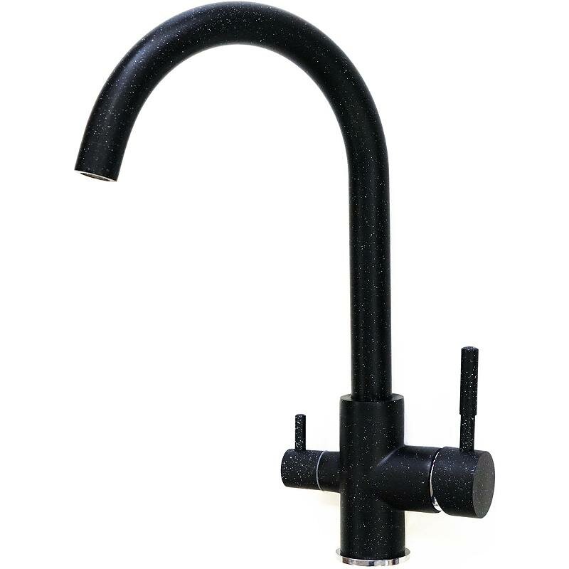Смеситель для кухни Viko V-51 V-5124 черный мрамор, с краном для питьевой воды, рычажный, латунь