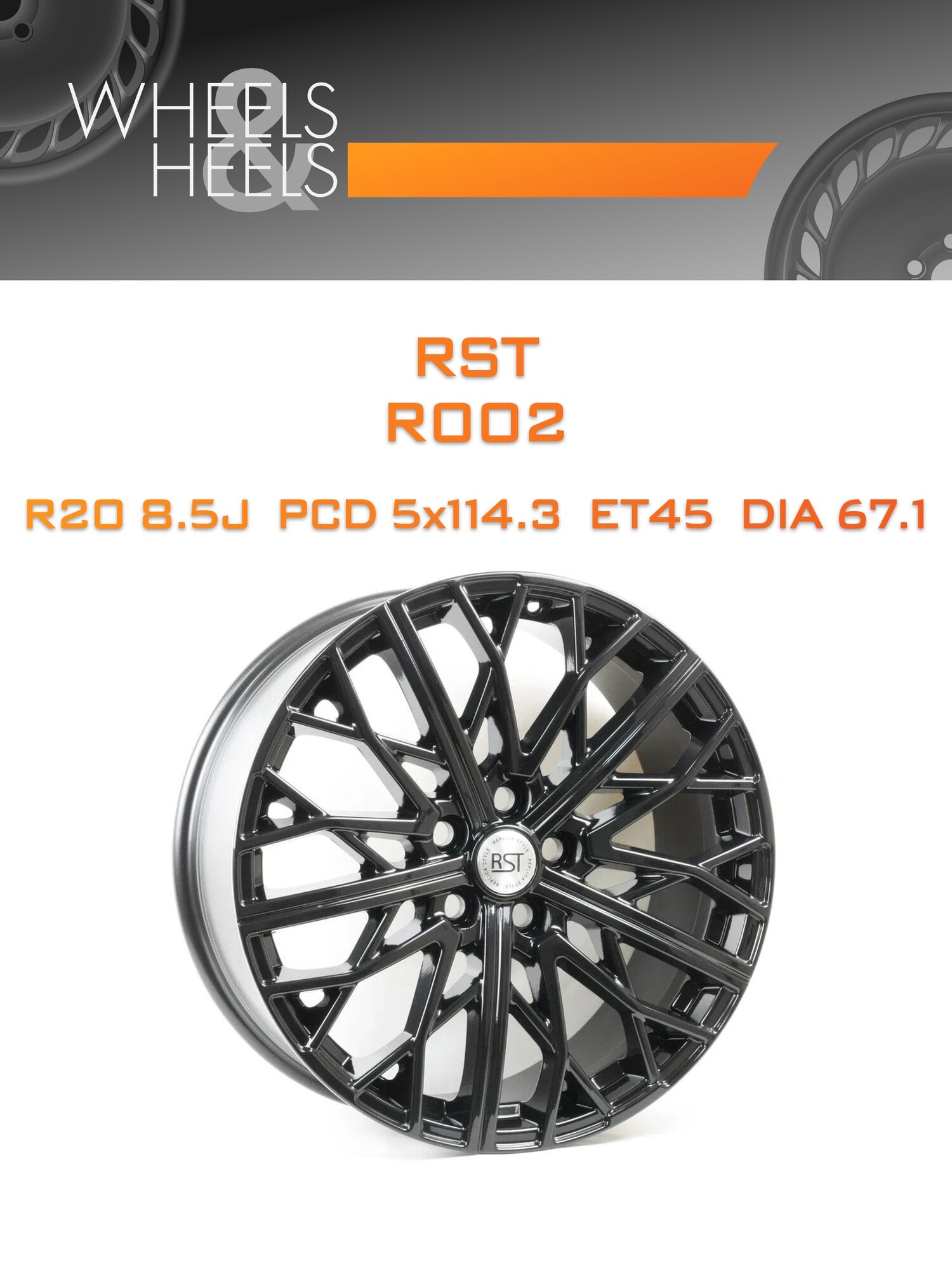 Диск автомобильный литой RST R002 20x8.5 5x114.3 et45 dia67.1 Чёрный