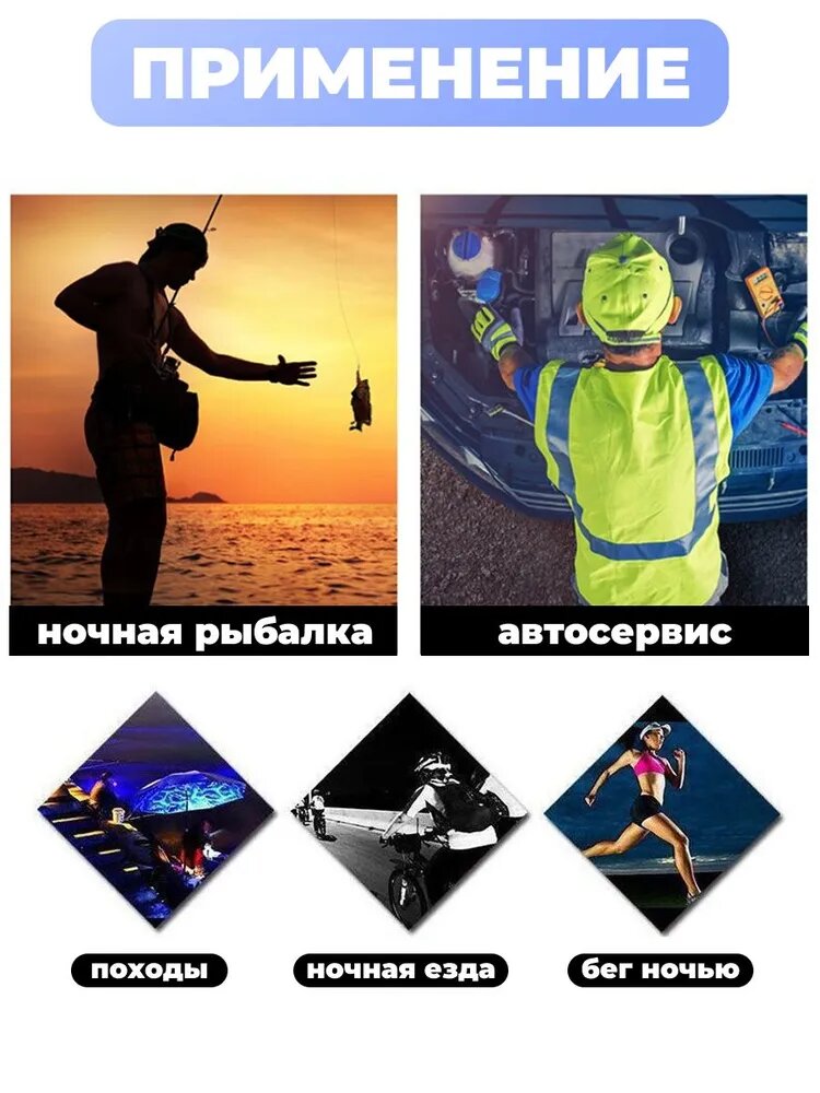 Фонарь-перчатка XZX, 2 шт, черный, работает от аккумулятора — фото 1