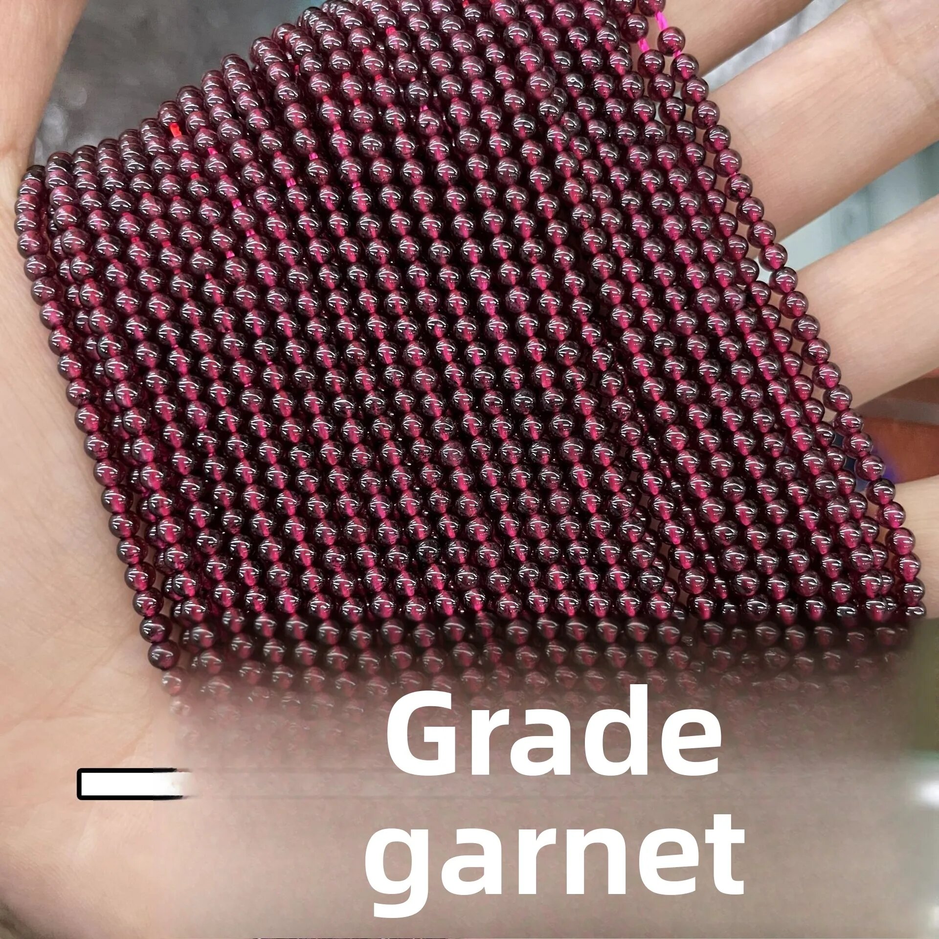 Бусины бордовые гранат Grade garnet 3 мм