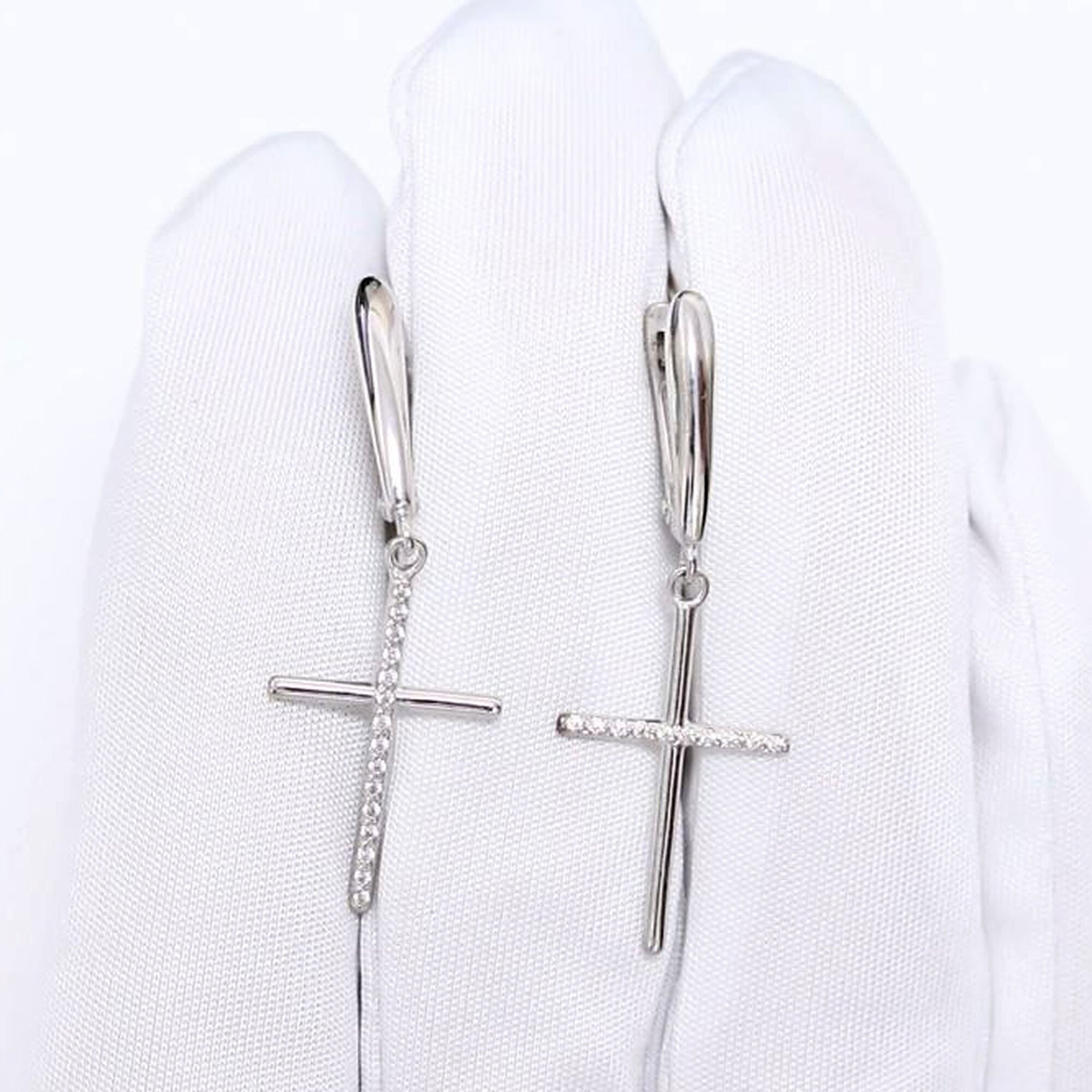 Серьги, серебро, 925 проба, родирование, фианит