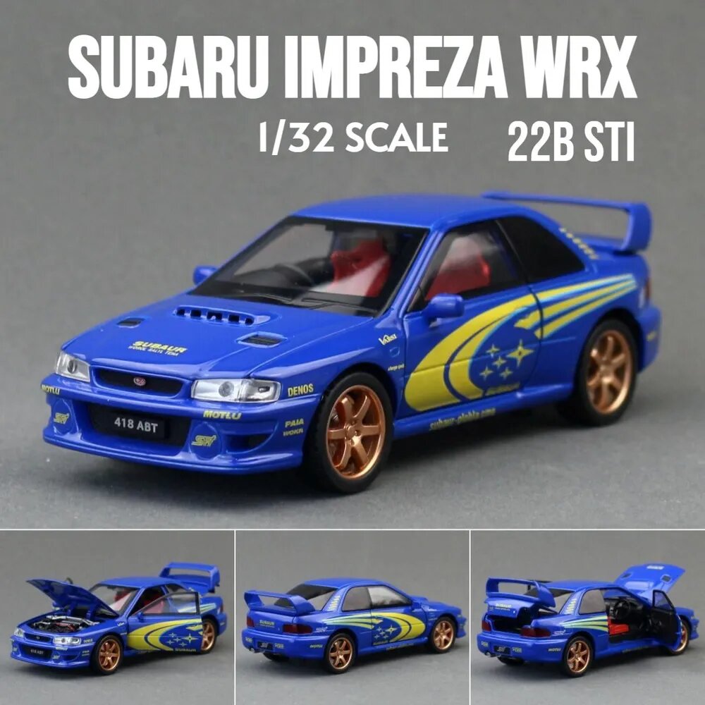 JDM DIECAST CAR 1/32 Коллекционная металлическая машина Subaru Impreza WRX 22B STI Игрушечная машина