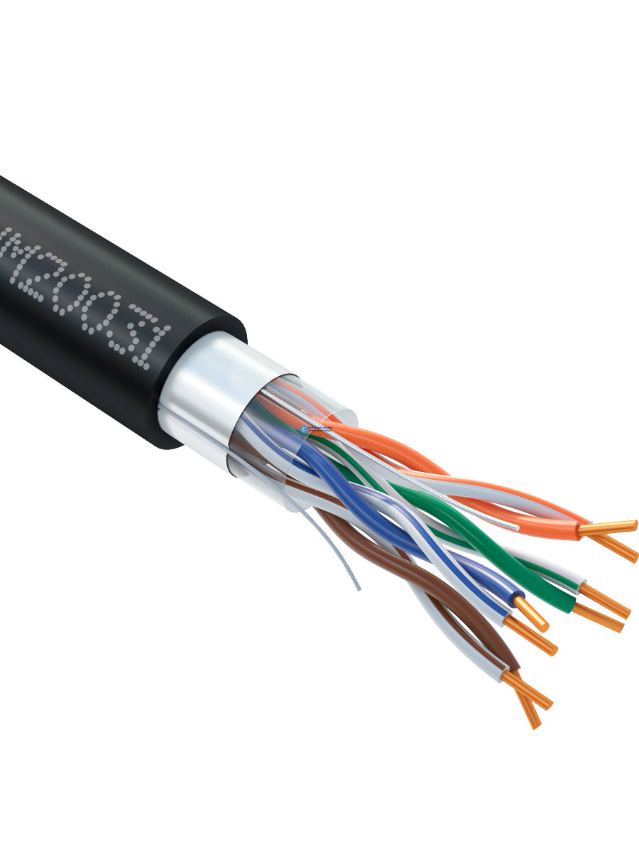 Кабель Neomax NM720032-P, витая пара, F/UTP, 5e, 4 пары, одножильные, черный, 305 м