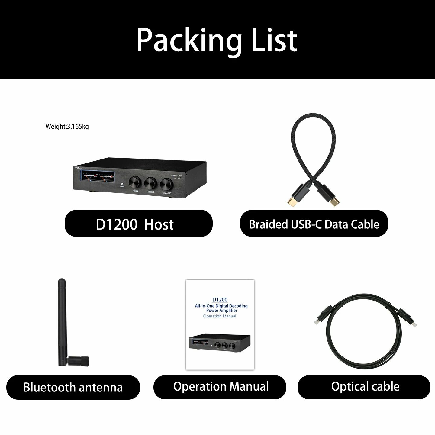 Усилитель HiFi YJCO D1200 TPA3255 Bluetooth 5.4 600Wx2 D1200