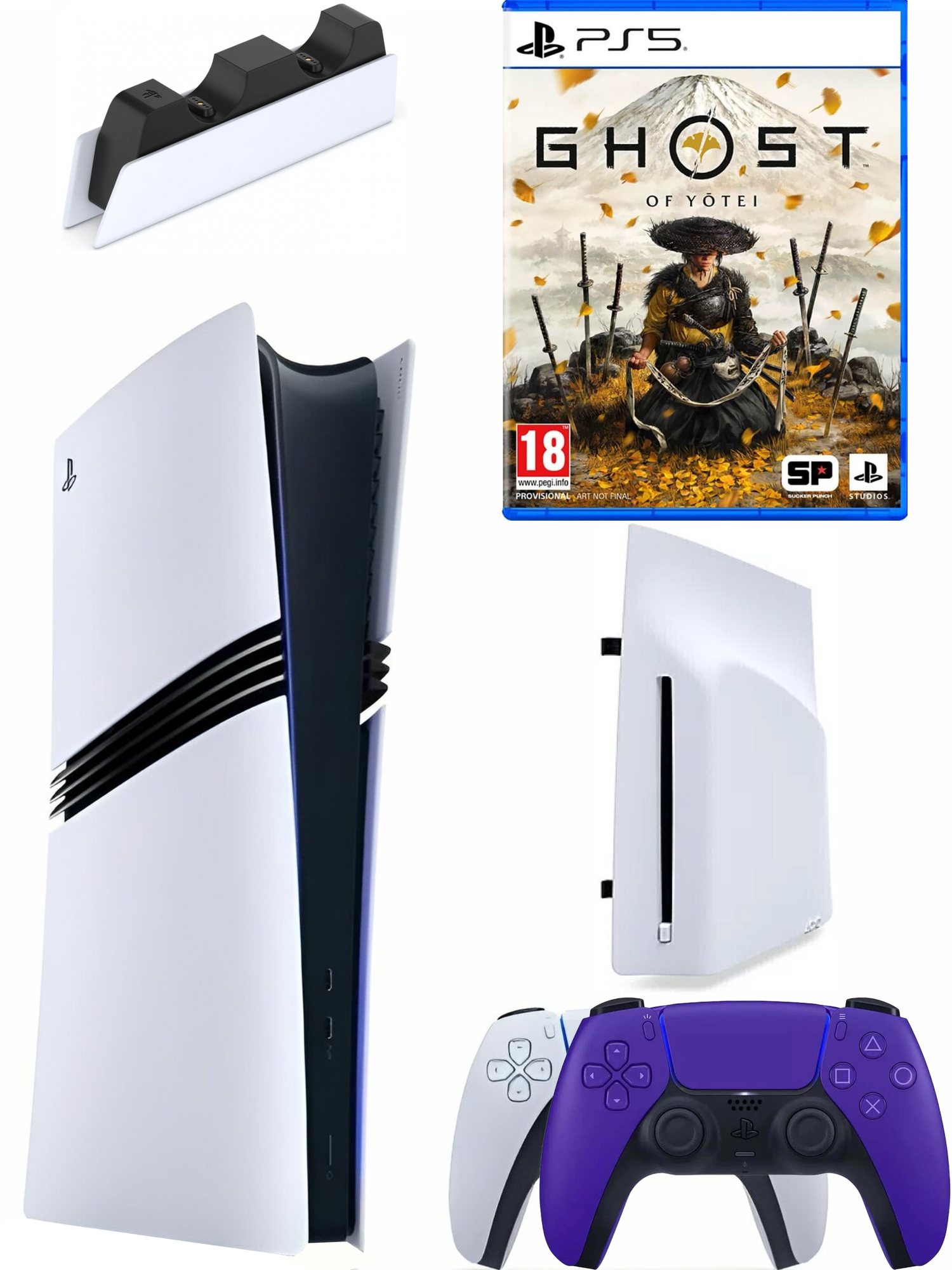 Игровая приставка Sony PS 5 Pro Digital Edition+Зарядная станция+ Дисковод +2-ой геймпад+Ghost of Yōtei,2Tb SSD