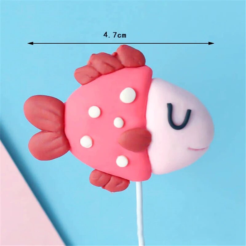 Топпер для торта "Русалка" Розовый, polka dot fish