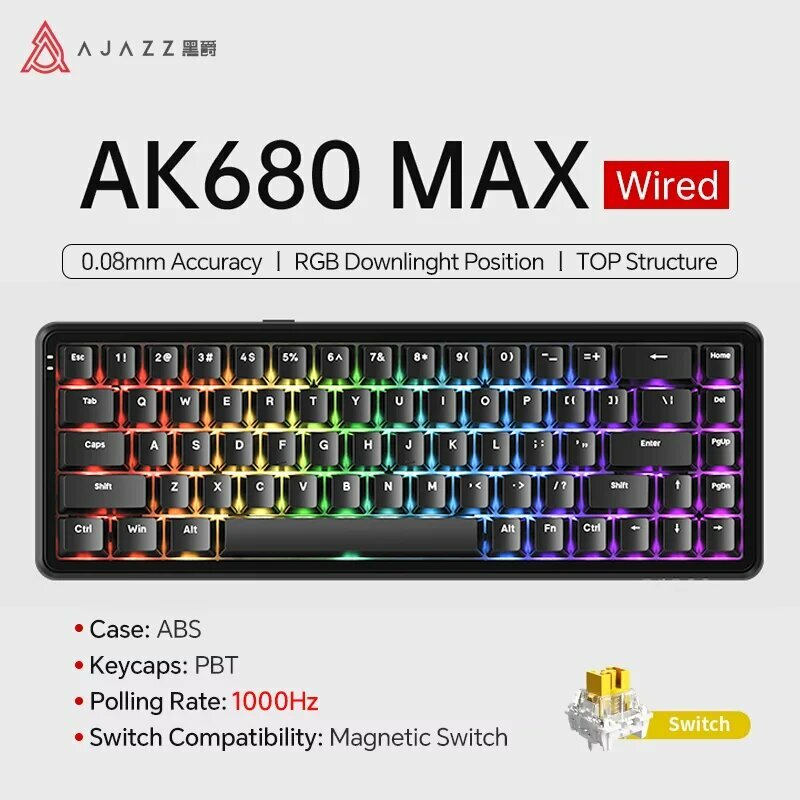 Механическая игровая клавиатура AJAZZ AK680 MAX/V2 60% RGB Black 1-1K-Wired