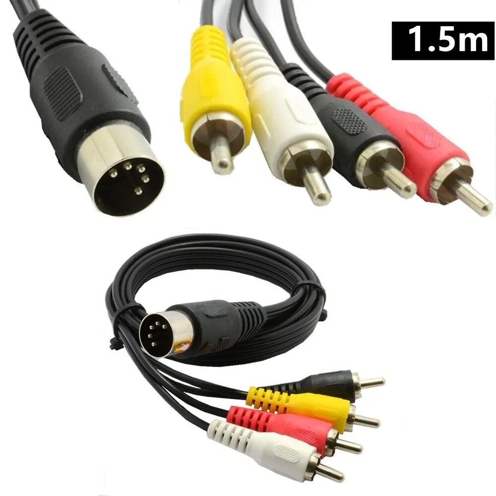 PENGQIAO Аудиокабель DIN/RCA, 1.5 м, черный матовый