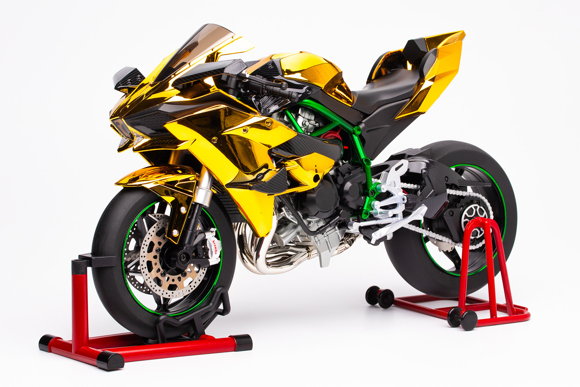 Модель коллекционная PAUDI Kawasaki ninja H2R 2022 golden / кавасаки ниндзя золотой (длина 32 см)