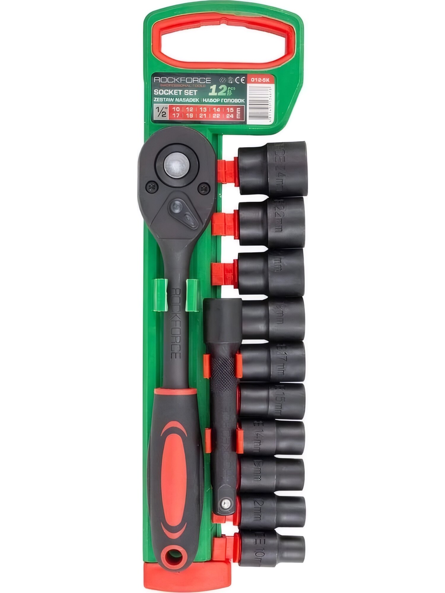 Набор головок с трещоткой ROCKFORCE 1/2", 6гр. 10-24мм 12 предметов