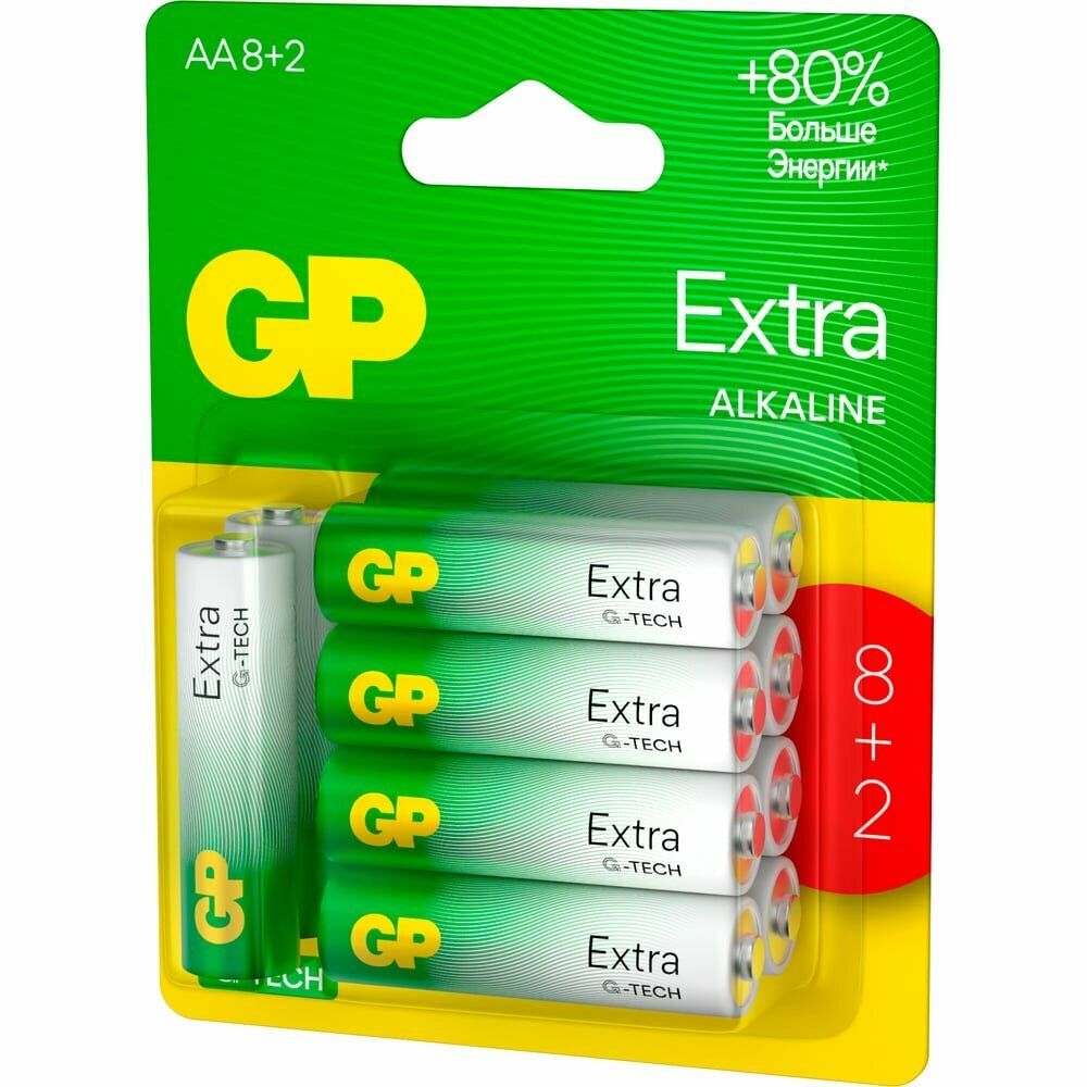 Батарейки GP АА пальчиковые алкалиновые Extra Alkaline, набор 10 шт (15AXA21-BC10) 15783879 — фото 1