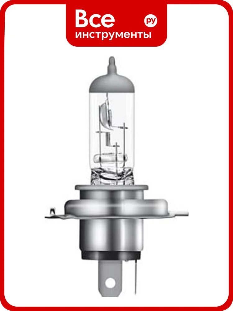 Автолампа Osram H4 галогенная, бытовая, с посадочным гнездом P43t-38, низковольтная система, белый свет
