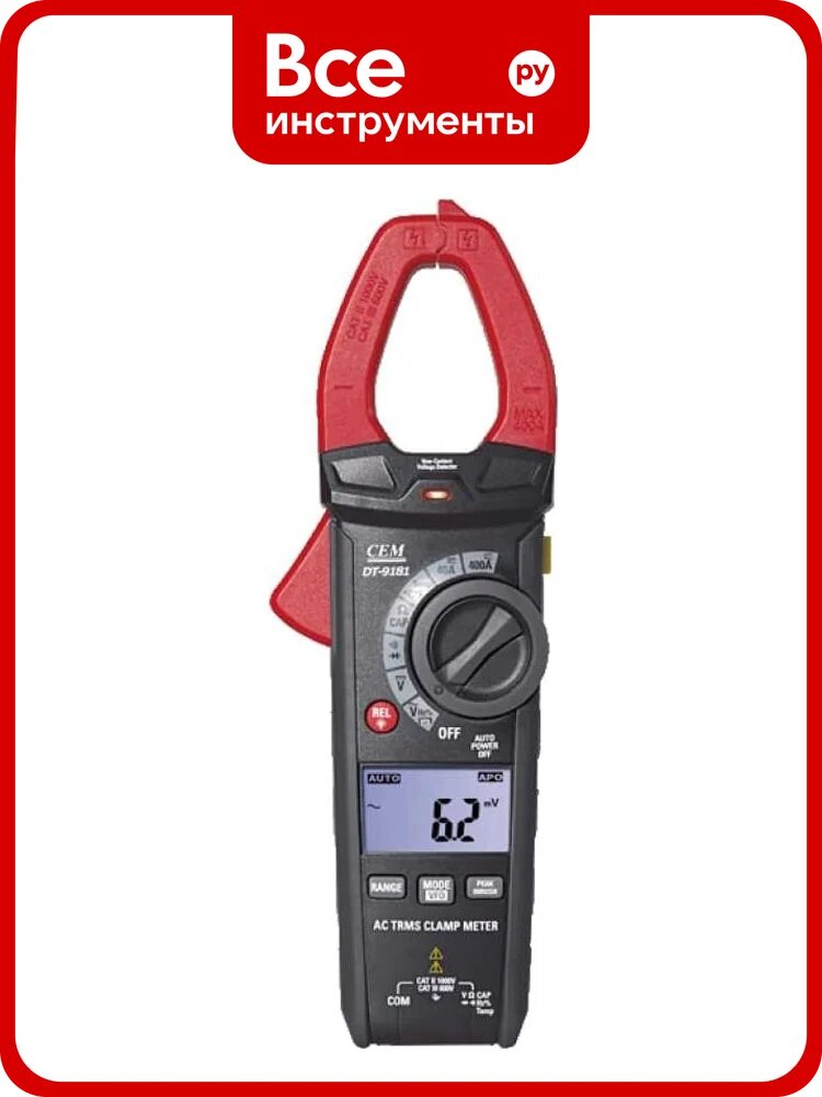 Электроизмерительные клещи СЕМ DT-9181 685200 серый, измеритель тока и напряжения с True RMS, подсветкой и сумкой‑чехлом