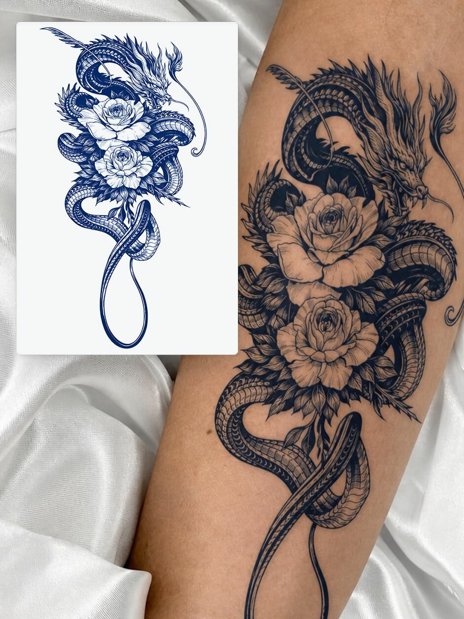 Tattoo'шки Временная тату без пленки 11*18см (темнеет через 24 часа) временные татуировки наклейка для тела 11x18