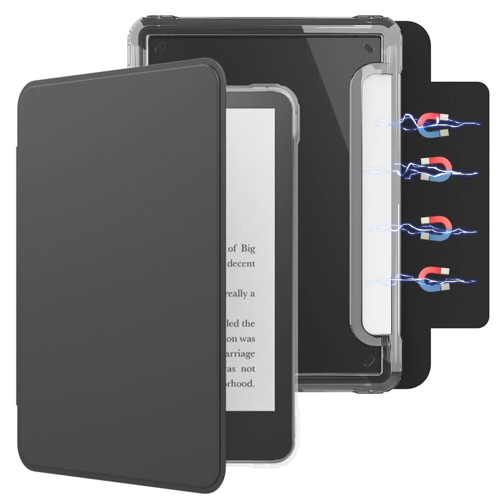Чехол для Amazon Kindle Paperwhite 12 Gen (7", 2024)/Kindle Colorsoft (7", 2024/2025), SA568B/SA569P/SA59CP, прозрачный, с магнитным разделением