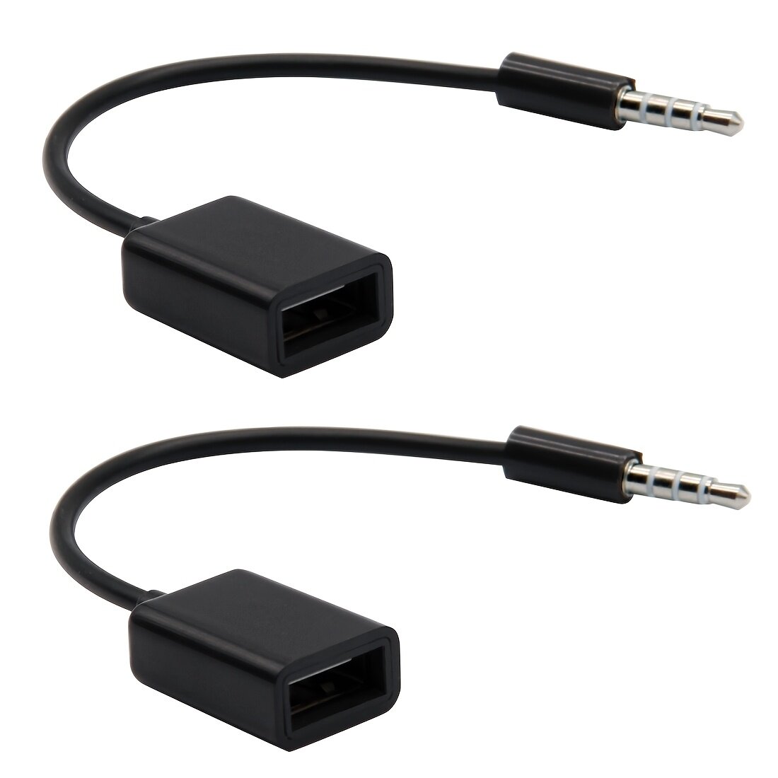 Переходник USB (мама) на 3.5 мм AUX аудиокабель, 2 шт.