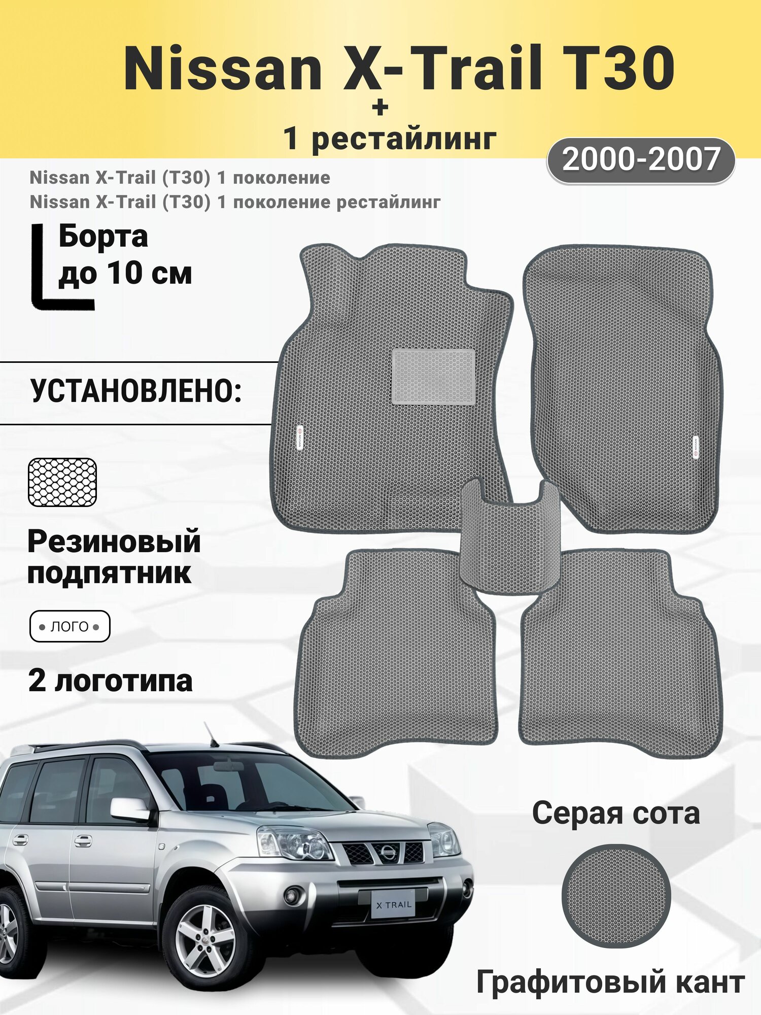 Автомобильные эва коврики Nissan X-Trail T30, ева в машину с бортами