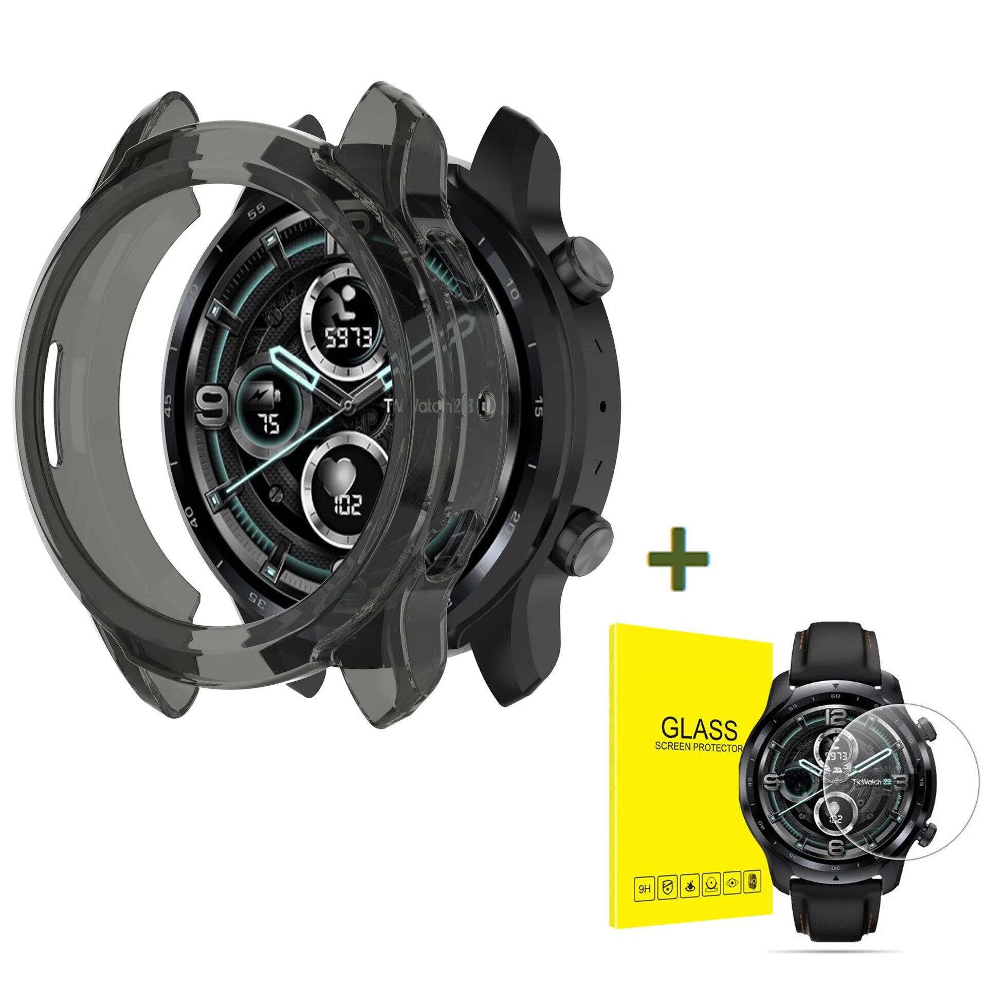 Стеклянная пленка и чехол MR NENG для ticwatch pro3 Black