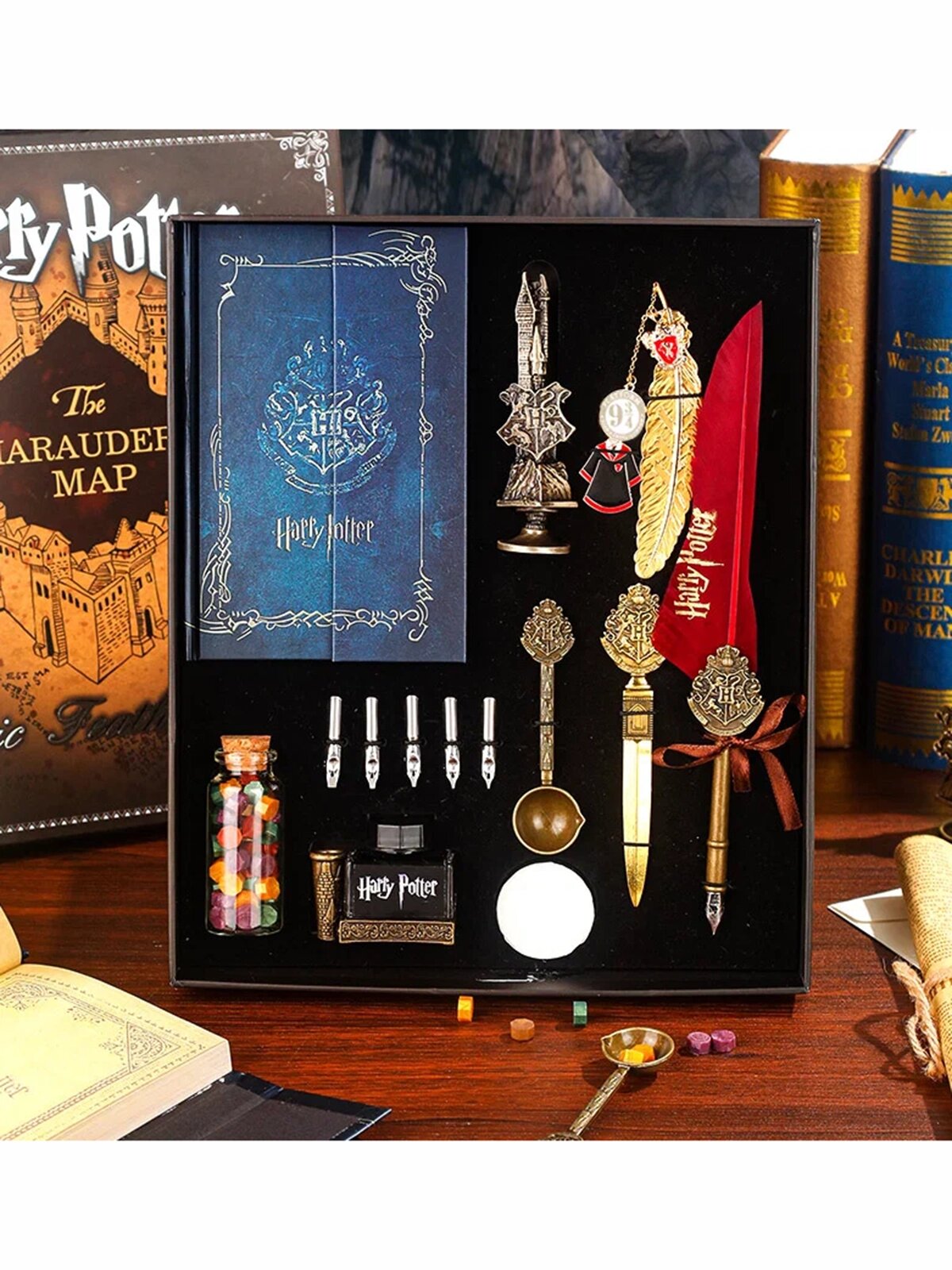 Подарочный набор MyPads Harry Potter, блокнот, чернила, перо, свеча, закладка, A6, переплет