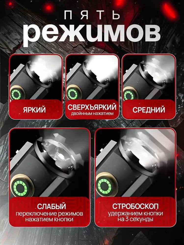 Фонарь-прожектор 1300 люмен, 3 светодиода, модель p35 I55H, черно-серый — фото 1