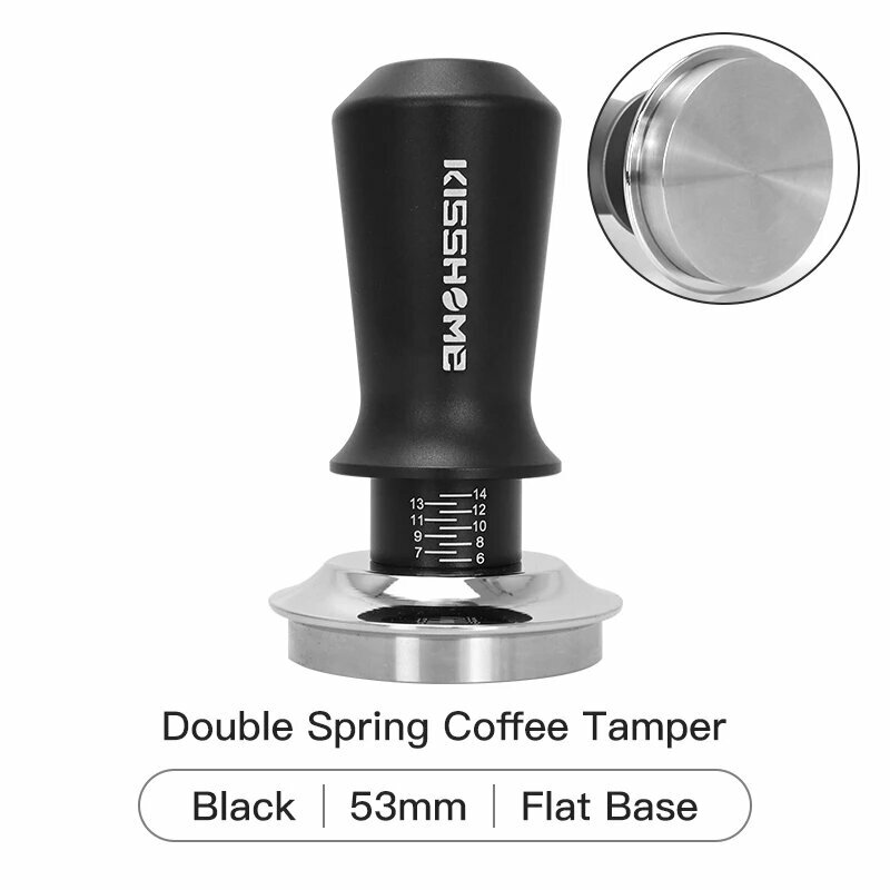 Темпер для кофе CafeGaGa из нержавеющей стали 30 фунтов Черный, 53mm Black Flat