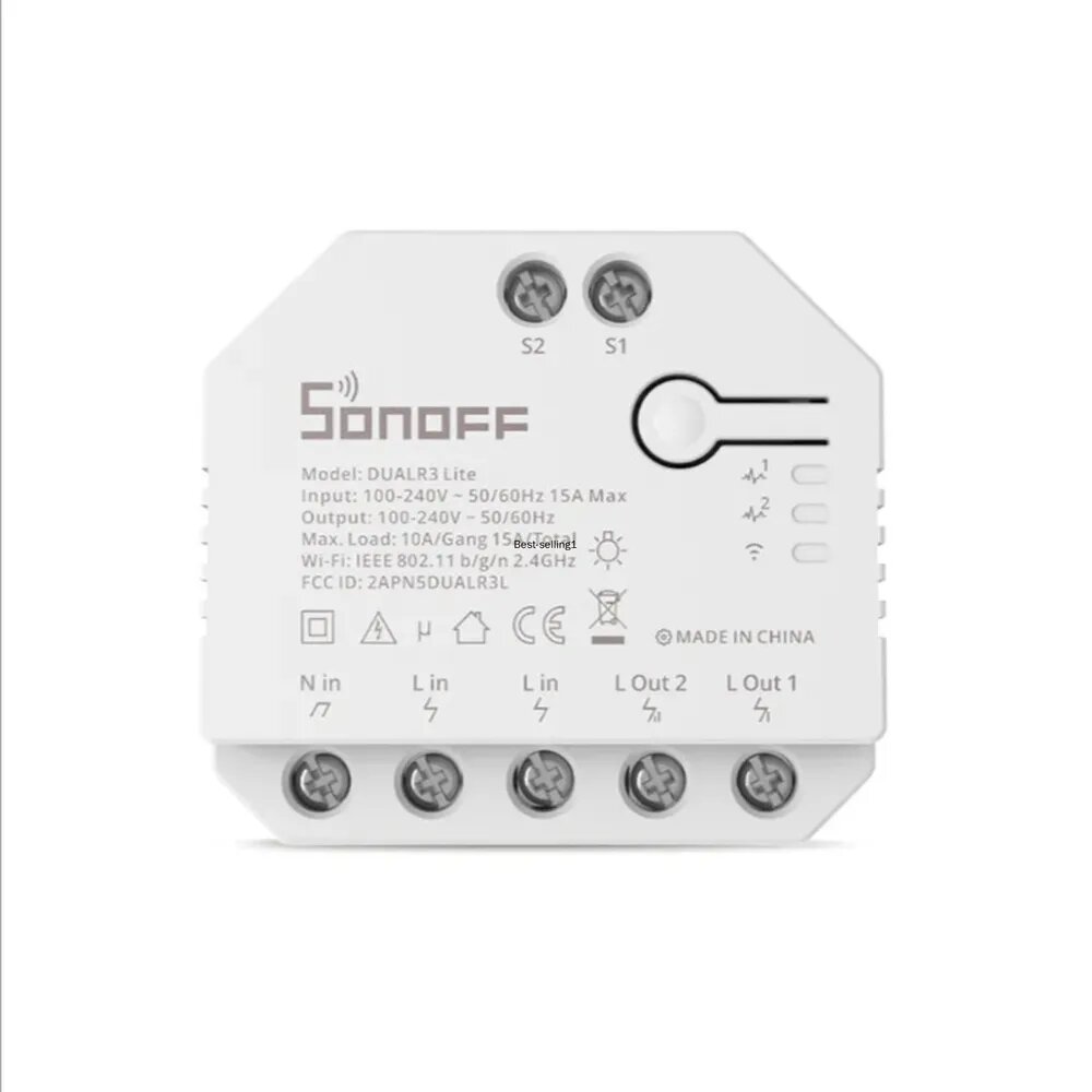 Модуль умного выключателя SONOFF DUALR3 Lite с двумя реле Wi-Fi: голосовое и приложение для удалённого управления, двухпроводной DIY для света, штор, жалюзей и рольставен, совместим с Google